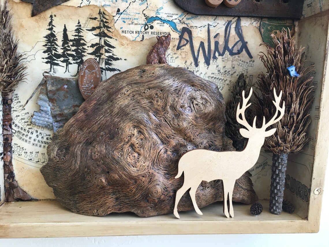 Art Assemblage Shadow Box/ Found Object Art/ Yosemite Camping Theme - Etsy