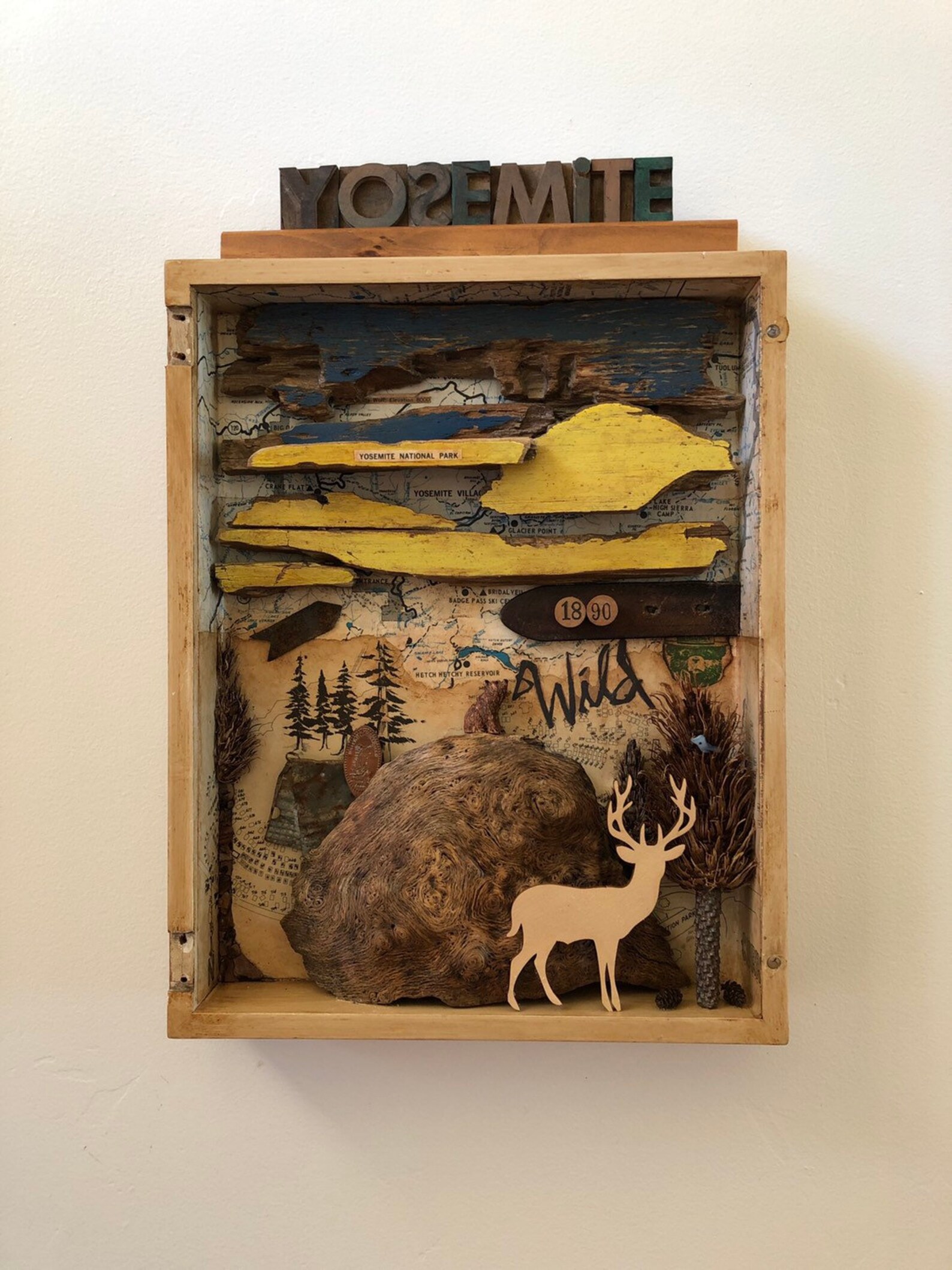 Art Assemblage Shadow Box/ Found Object Art/ Yosemite Camping Theme - Etsy