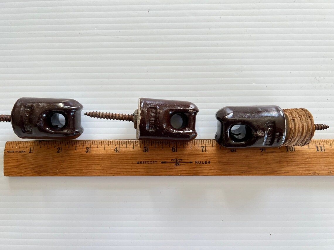 Vintage Electric Insulators, Brown Ceramic Insulators - Etsy