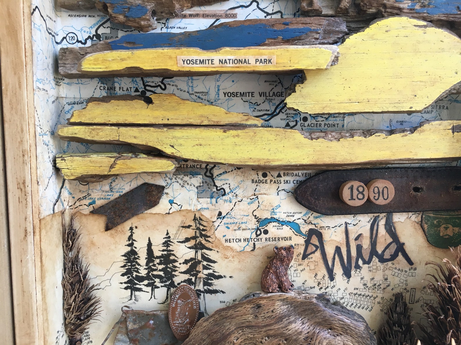 Art Assemblage Shadow box/ Found Object Art/ Yosemite camping | Etsy
