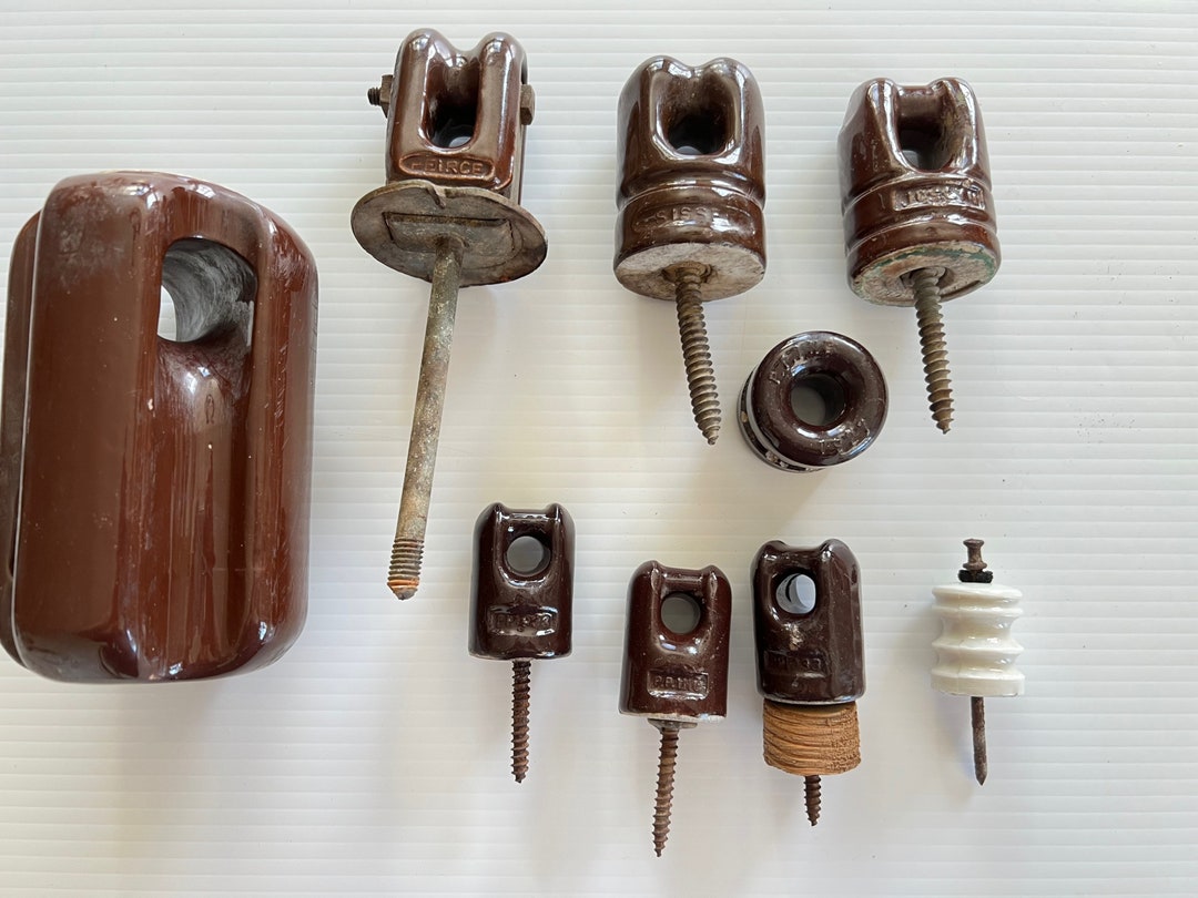 Vintage Electric Insulators, Brown Ceramic Insulators - Etsy