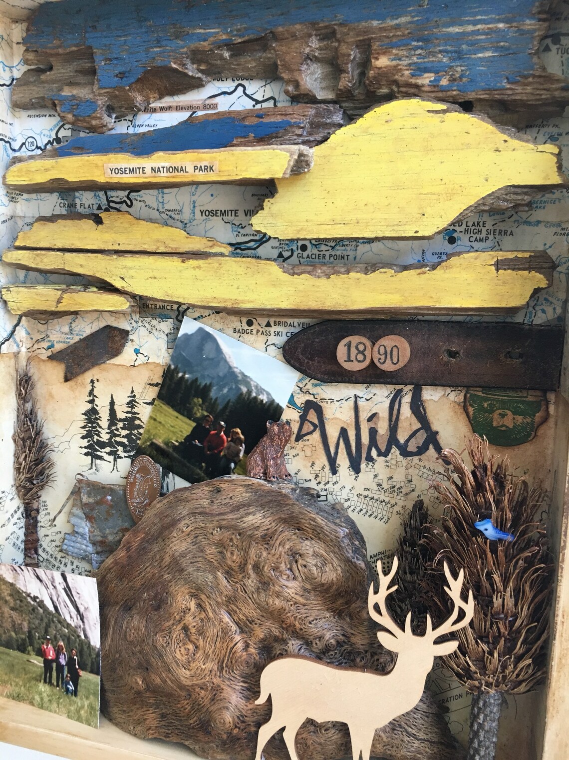 Art Assemblage Shadow Box/ Found Object Art/ Yosemite Camping Theme - Etsy