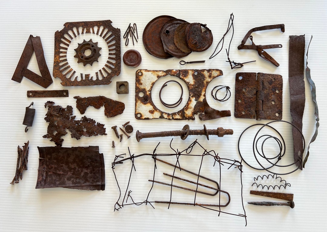 Large Lot Rusty Metal Pieces, Rusty Scrap Metal, Salvaged Metal ...