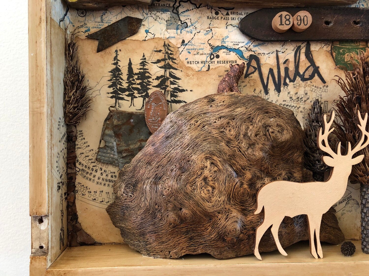 Art Assemblage Shadow Box/ Found Object Art/ Yosemite Camping Theme - Etsy