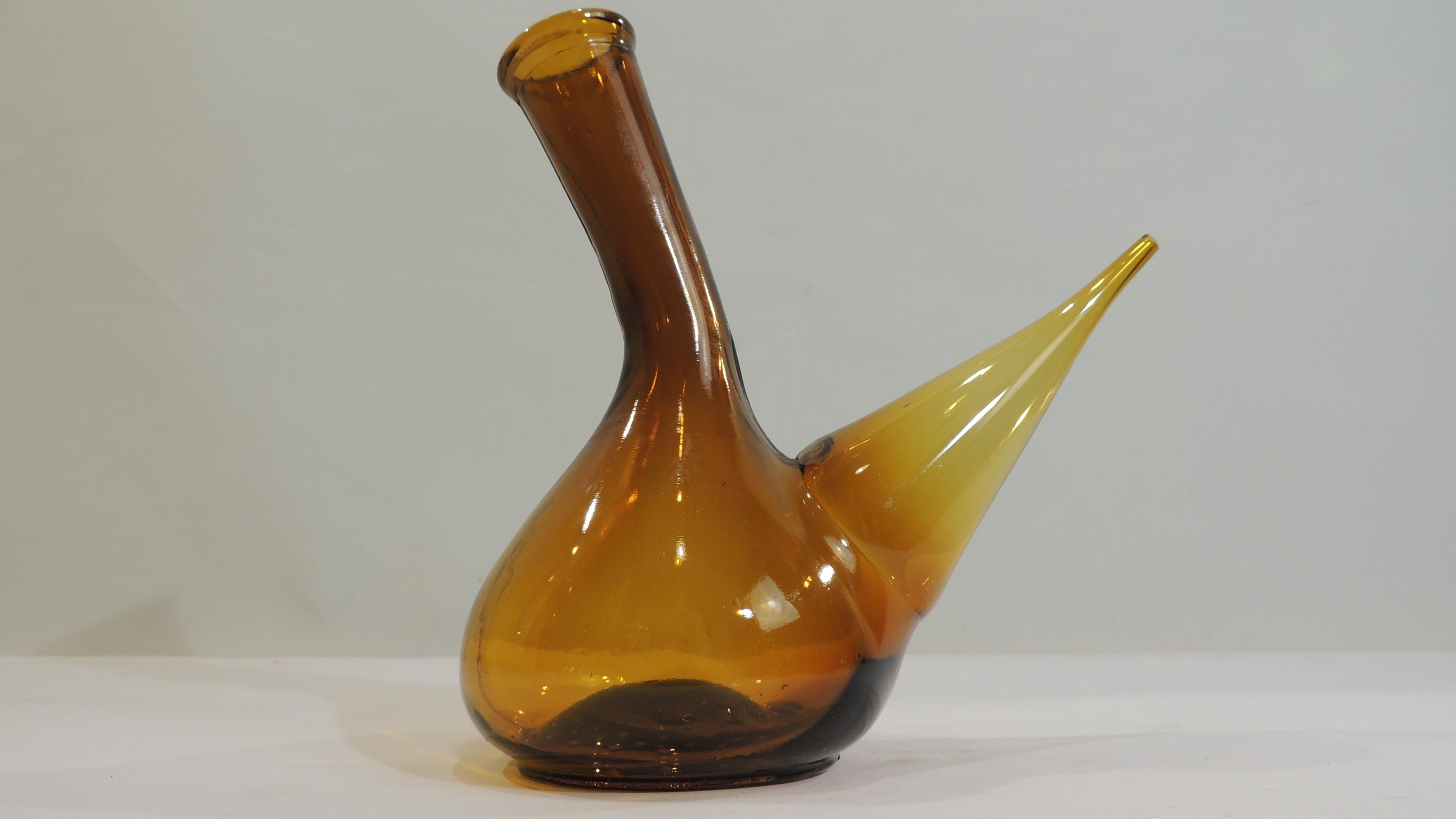 Porron Amber Glass/decanter/carafe/pitcher/vintage/spanish Bottle - Etsy