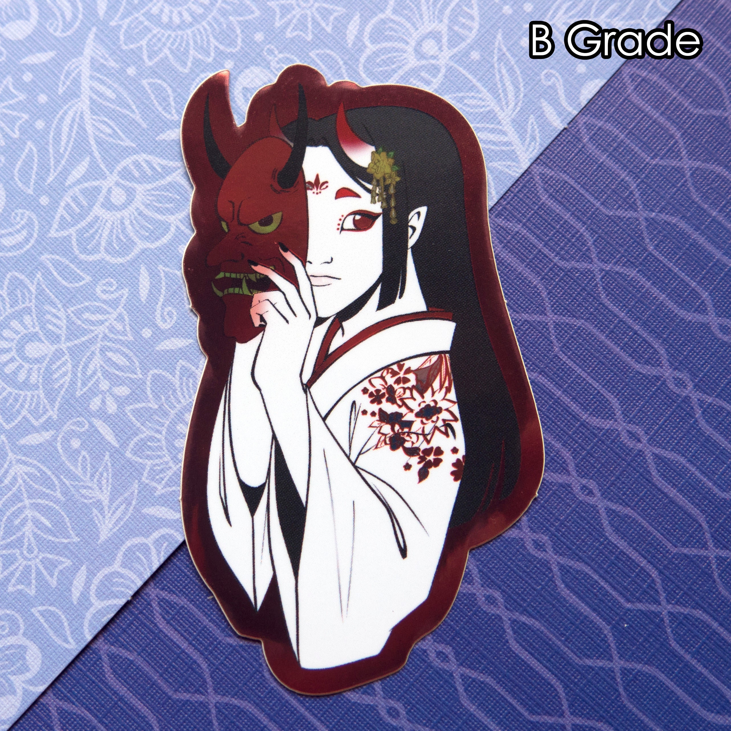 Japanese Anime Sticker Oni Mask Oni Girl Sticker Yokai | Etsy