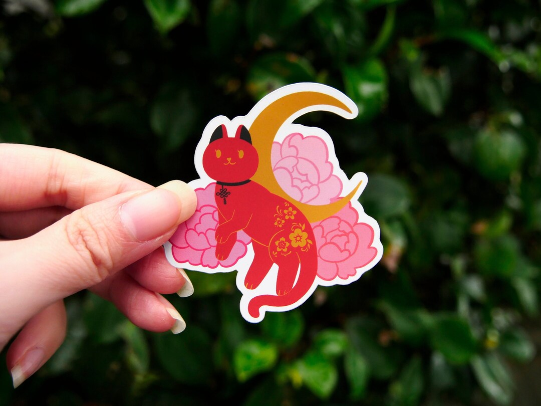 Lunar New Year Sticker Year of the Cat Cute Cat Vinyl Sticker Chinese ...