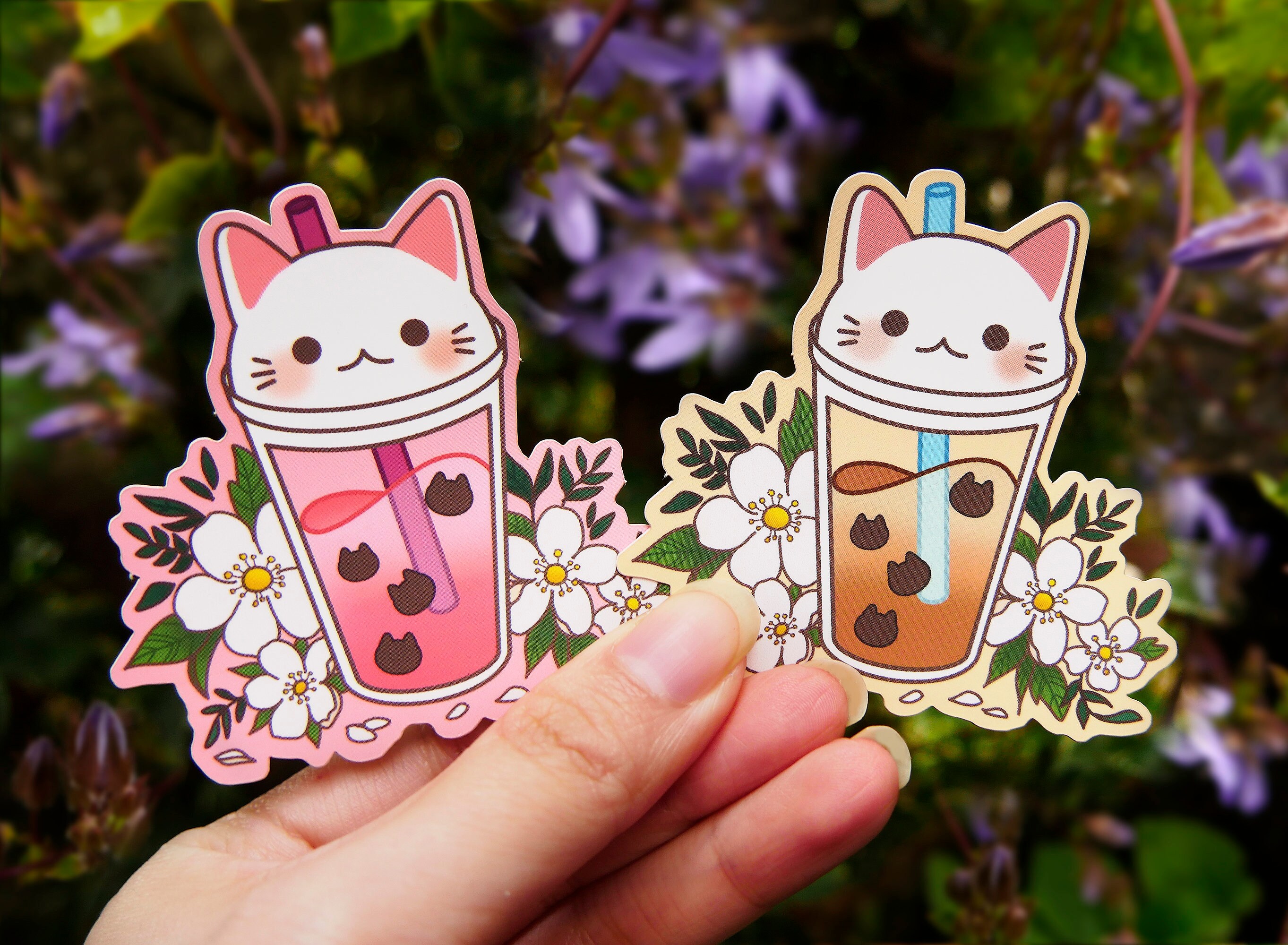 Cute Cat Bubble Tea Boba 3 Vinyl Sticker | Etsy