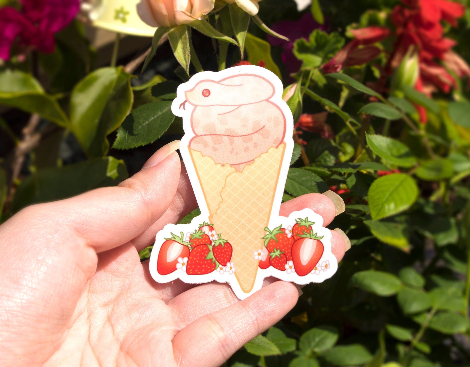 Cute Snake Sticker Vinyl Snake Sticker Strawberry Swirl - Etsy