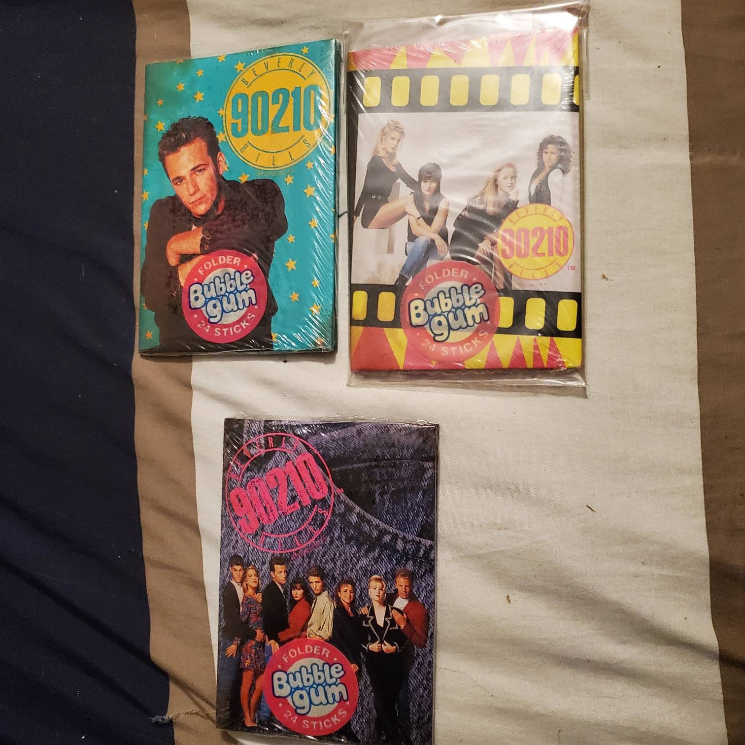 Beverly hills 90210 bubble gum folders set of 3 sealed 1991 luke perry ...