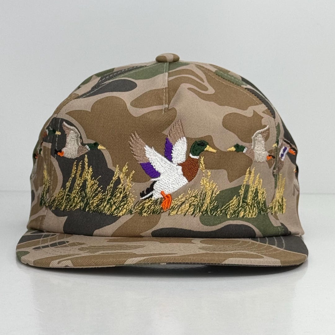 Mallard Duck Scenery Hunting Outdoors Camo Camouflage Snapback Hat Cap ...