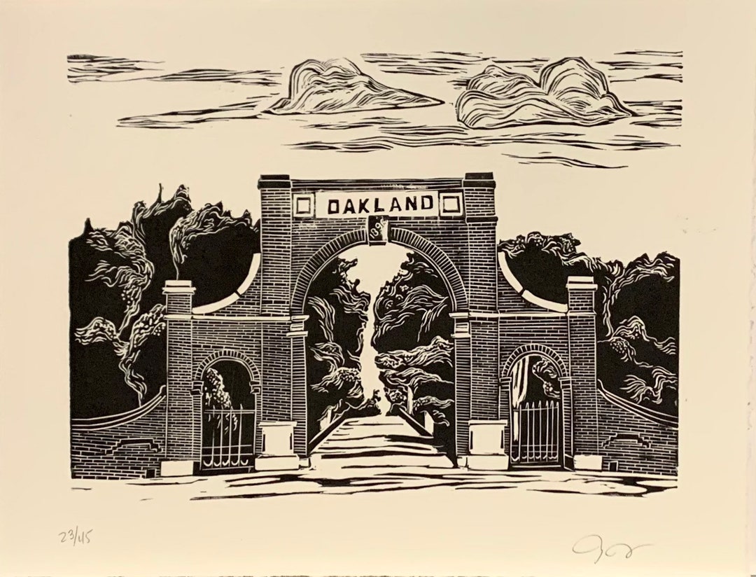 Oakland Cemetery Linocut Print - Etsy