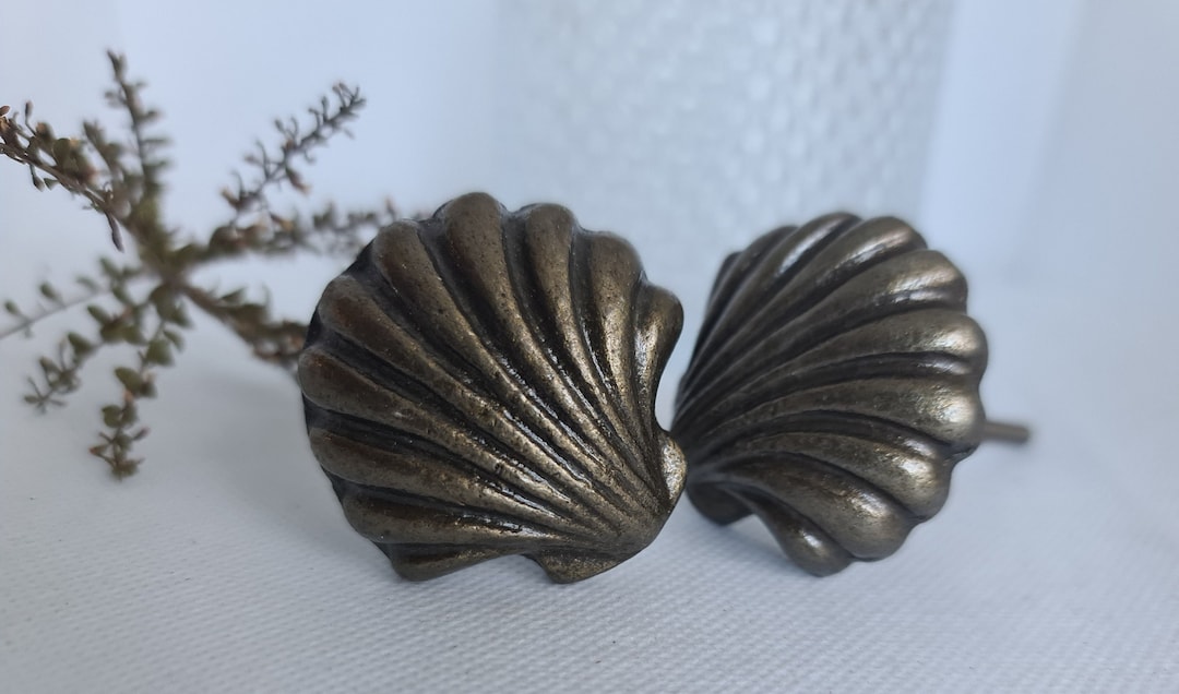Metal Seashell Knob Modern Cabinet Hardware Farmhouse Drawer Pull Aluminium Heavy Metal Fast ...