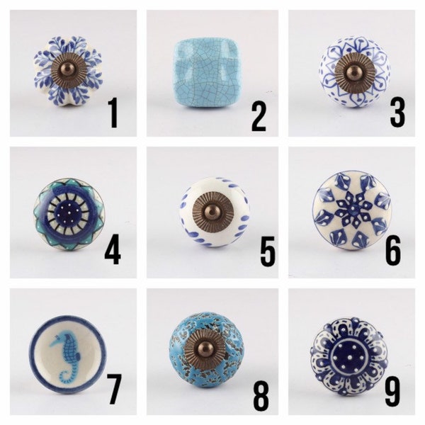 Blue Flower Knobs - Etsy