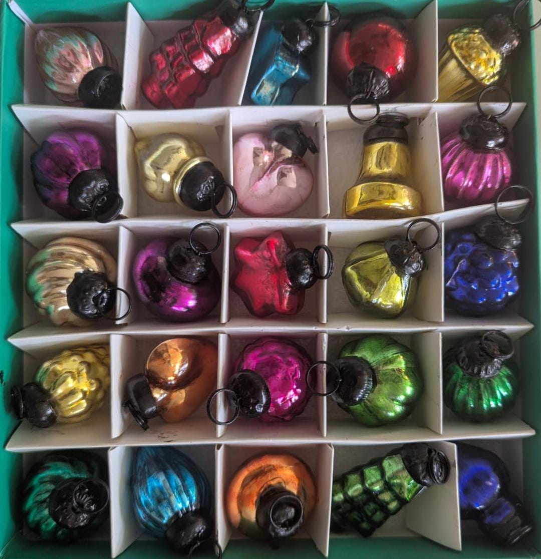 Handmade Colored Glass Christmas Baubles - Box of 25 Ornaments - Etsy