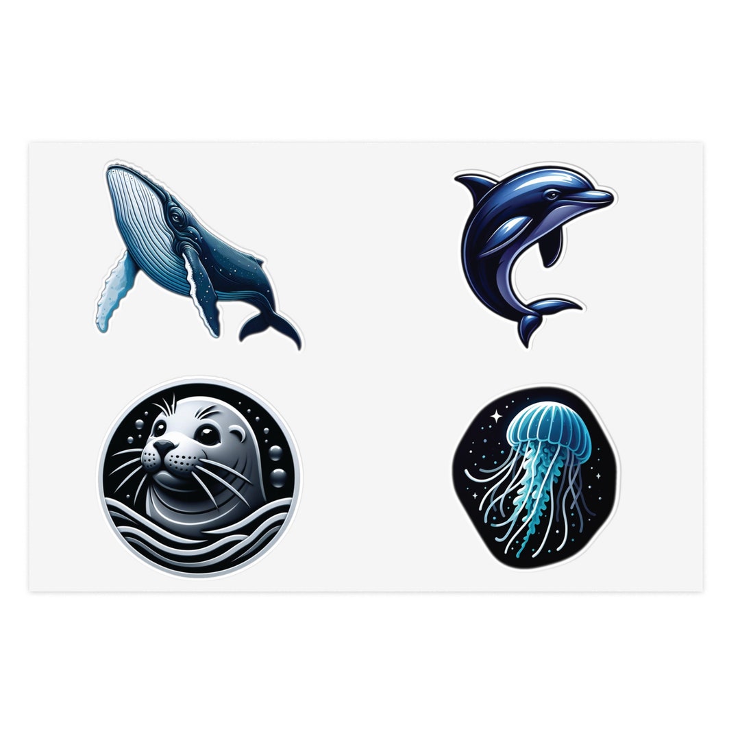 Variety Sea Life Stickers 4 Images, Humpback Sticker, Dolphin Sticker ...