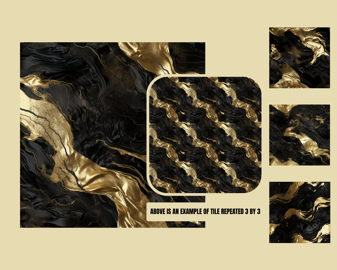 Black and Gold Digital Paper Continuous Pattern Black and Gold ...