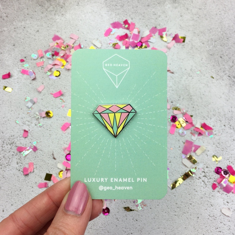 Pastel Diamond Enamel Pin Badge, Diamond Badge, Hard Enamel Diamond ...