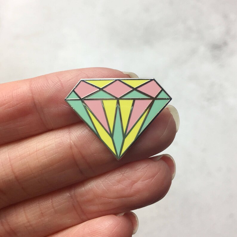 Pastel Diamond Enamel Pin Badge Diamond Badge Hard Enamel | Etsy