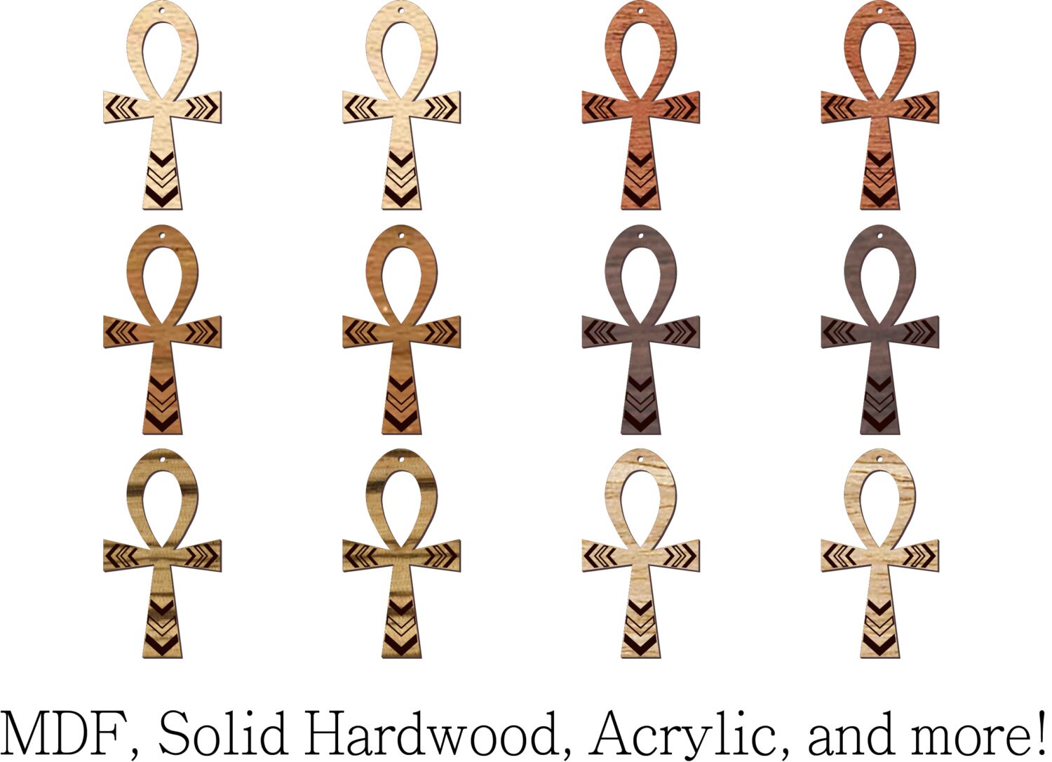 Laser Cutout 12 pc Ankh shape with engraved pattern Style-2 | Etsy