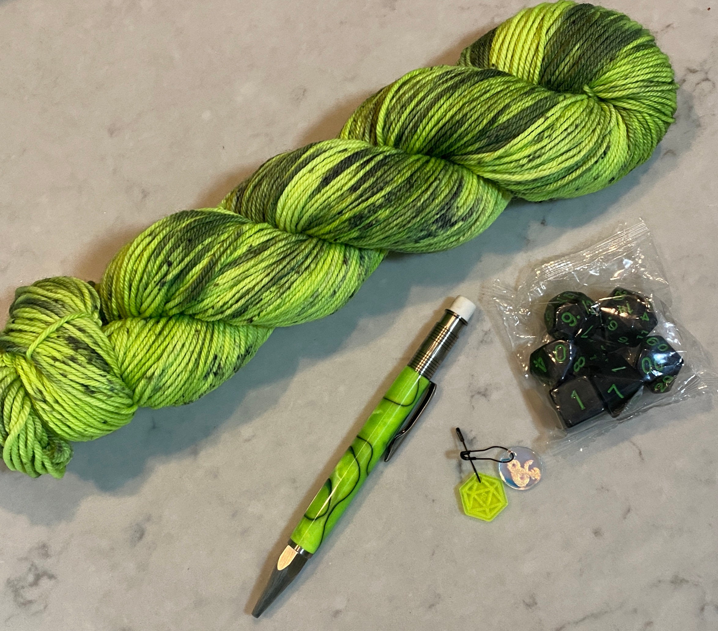 Dice set custom matching DK Yarn Pencil RPG Gamer Kit Yarn Sewing ...