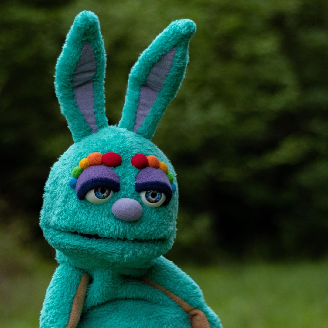 Professional Full Body Rainbow Rabbit Hand Puppet, Ventriloquist ...