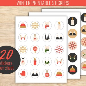 Winter Themed Sticker Sheet, Printable. SVG File or PDF for Use on ...