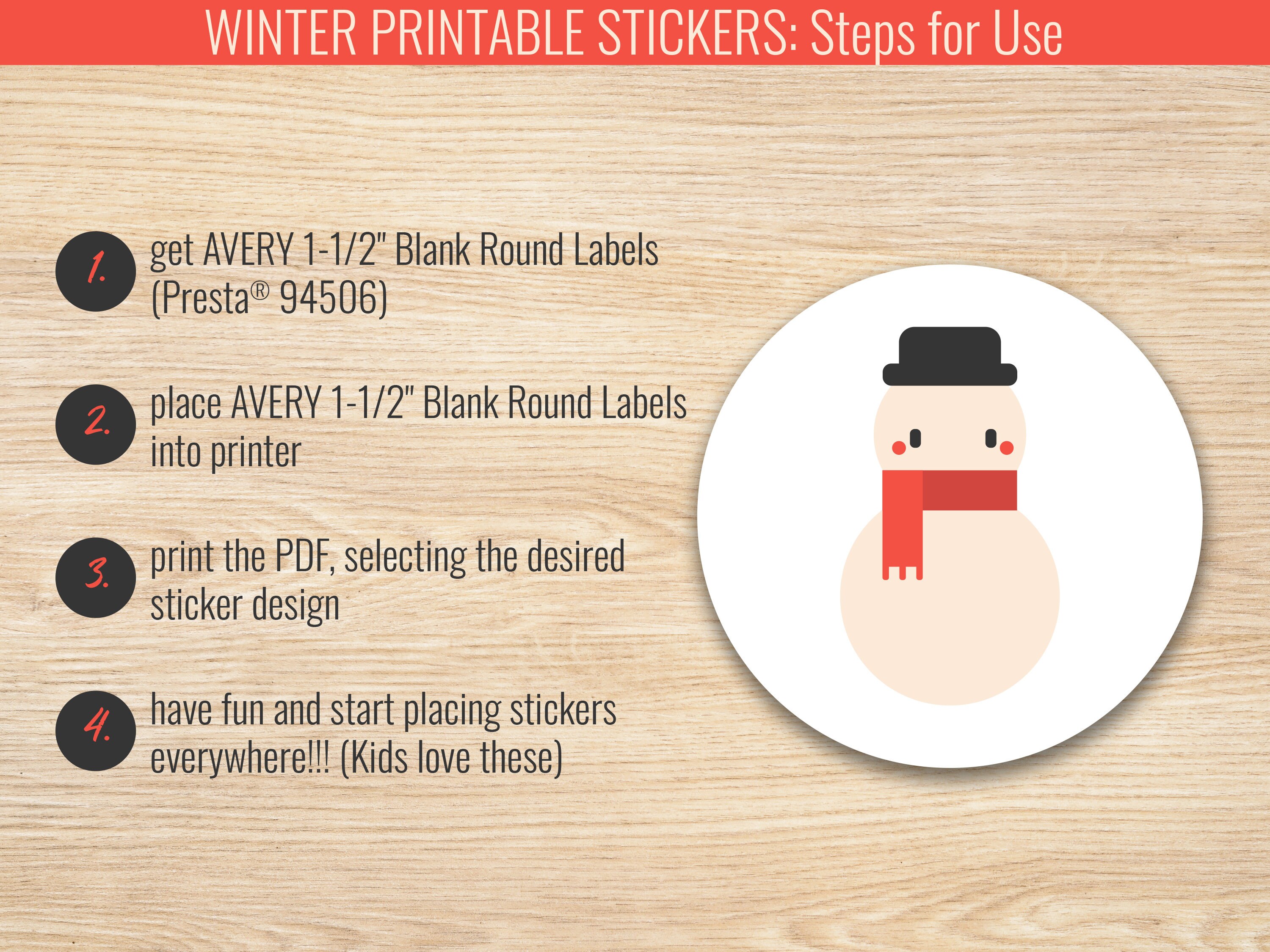 Winter Themed Sticker Sheet, Printable. SVG File or PDF for Use on ...