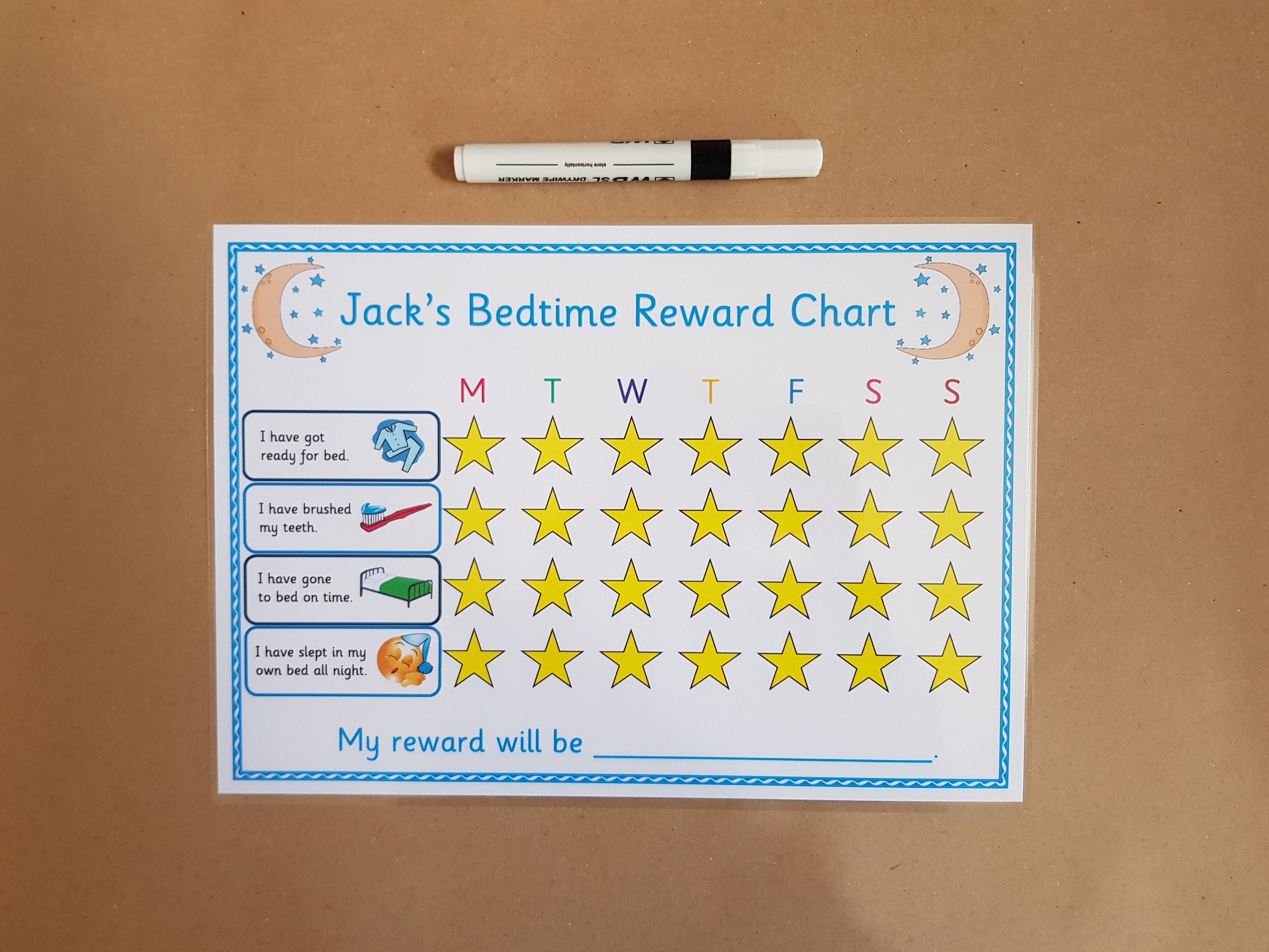 Bedtime Routine Reward Chart, Children's Personalised Reward Chart ...