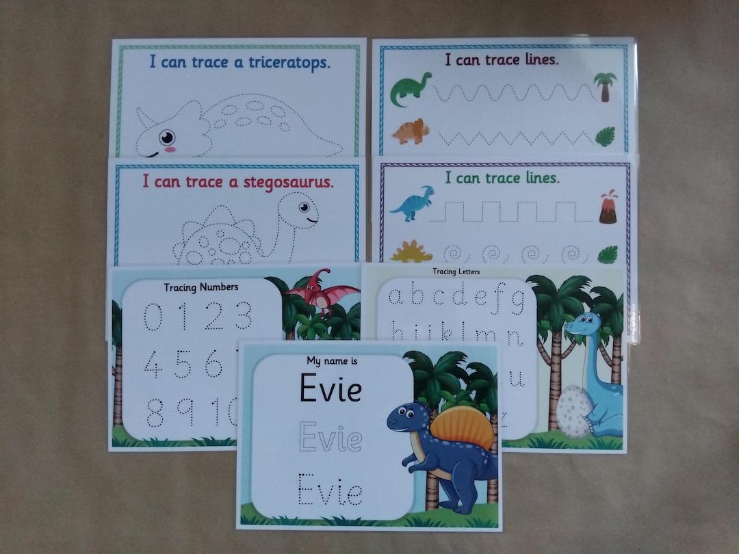 Dinosaur Tracing Bundle, Name Tracing, Letters, Numbers, Laminated Dry ...