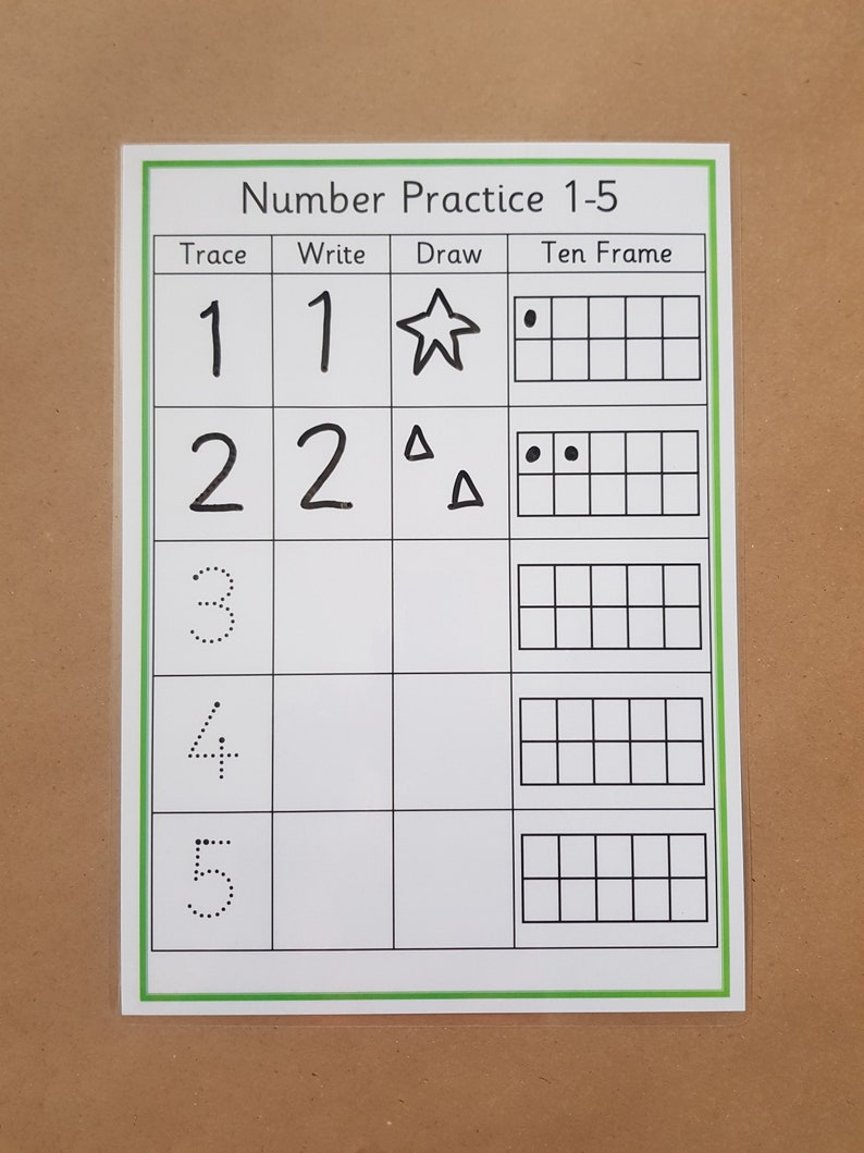 Number Practice 1-10, Ten Frame, Tracing Numbers, EYFS, Pre School ...
