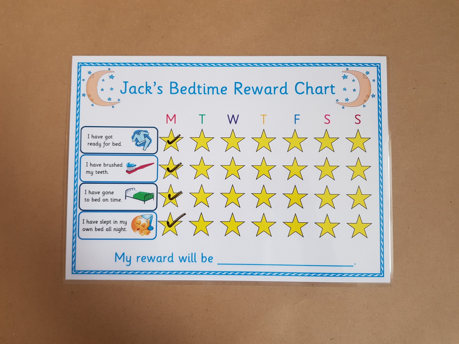 Bedtime Routine Reward Chart Children's Personalised - Etsy