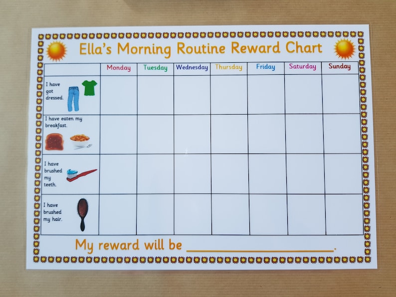 Morning and Bedtime Routine Reward Charts Reusable Reward - Etsy