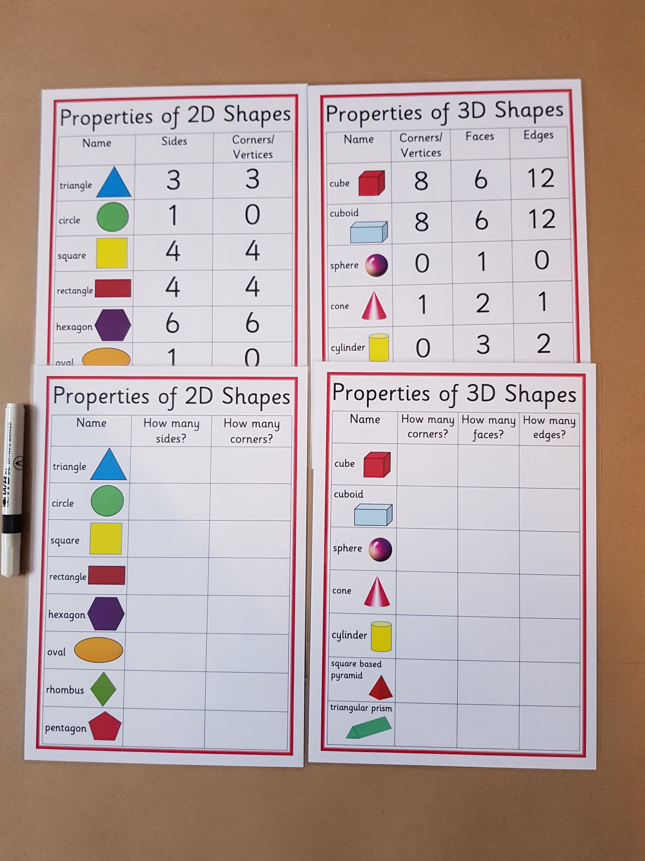 Properties of 2D/3D Shapes KS1 KS2 3D Shapes 2D Shapes - Etsy UK