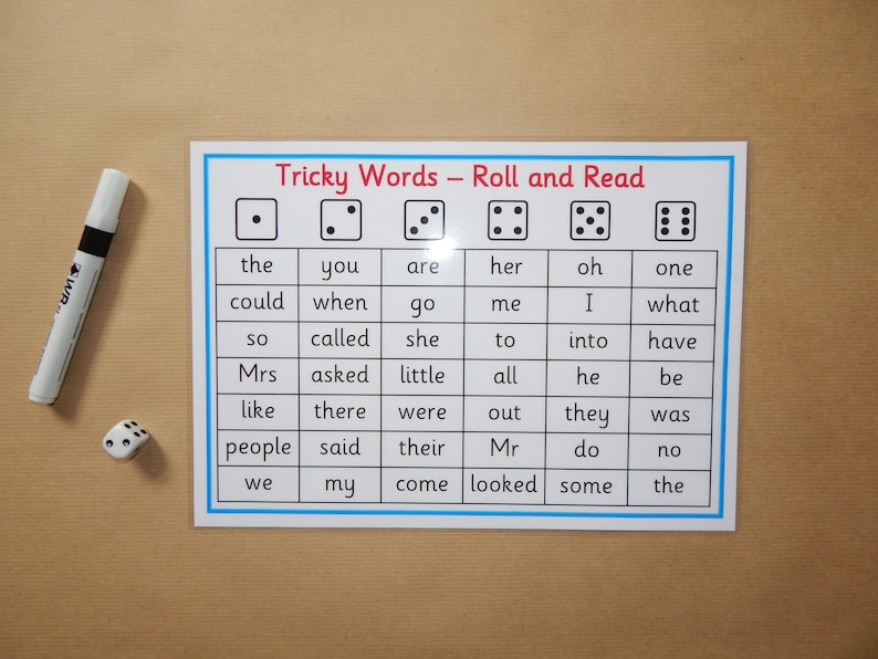 Tricky Words Phases 2-5 Roll and Read Game Phonics | Etsy