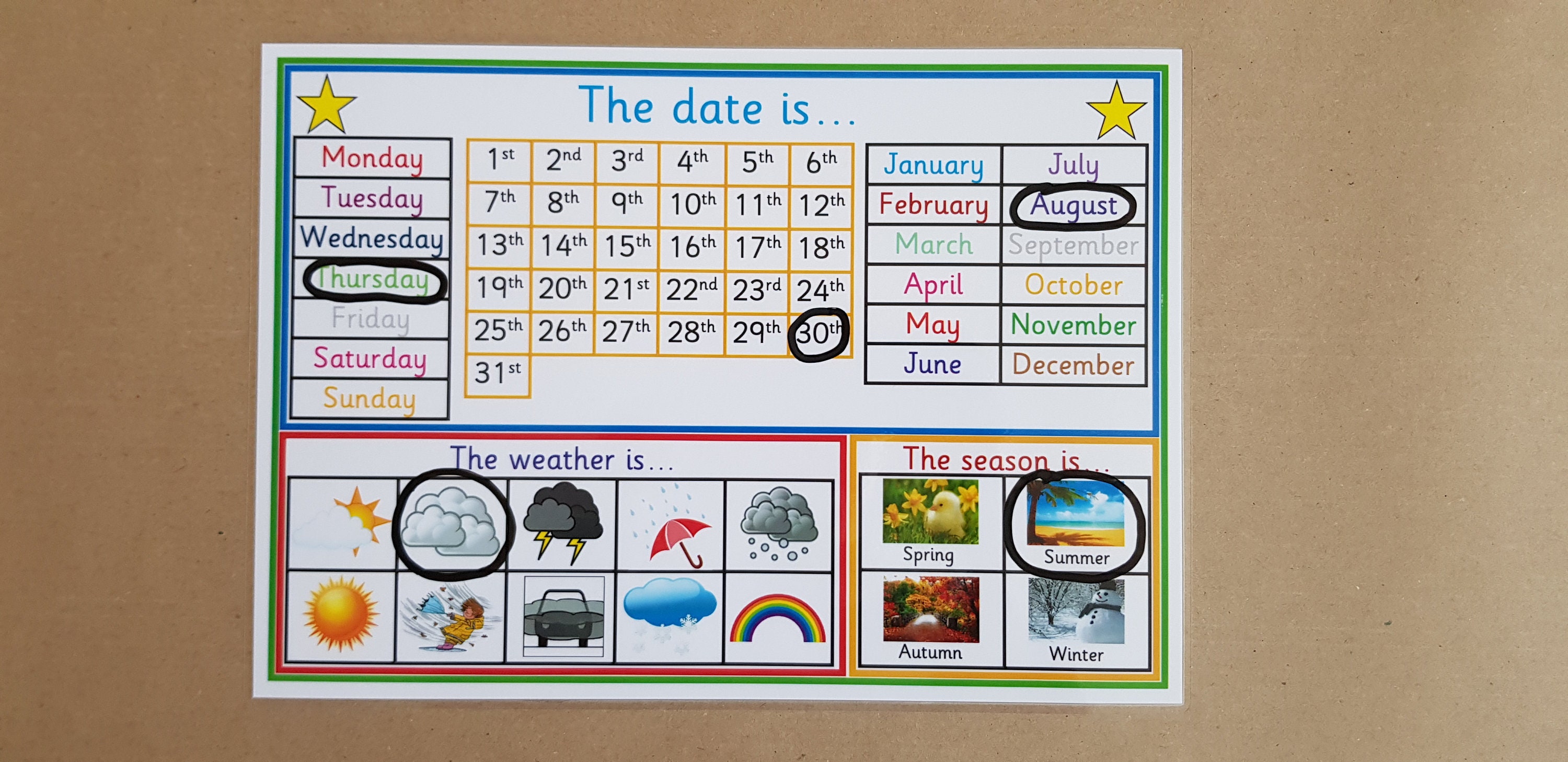 Children's Calendar Interactive Kids Calendar Days of - Etsy UK