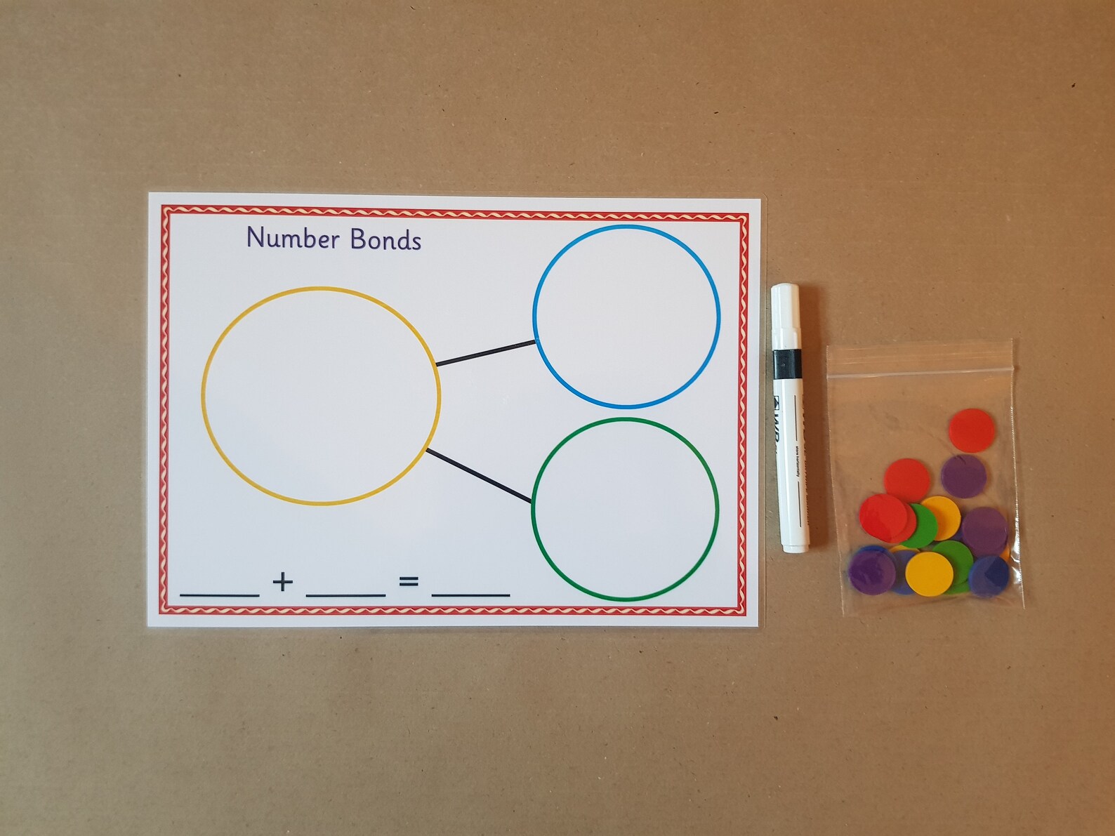 Number Bonds to 10/20 A4 Reusable Mat and Counters EYFS - Etsy UK