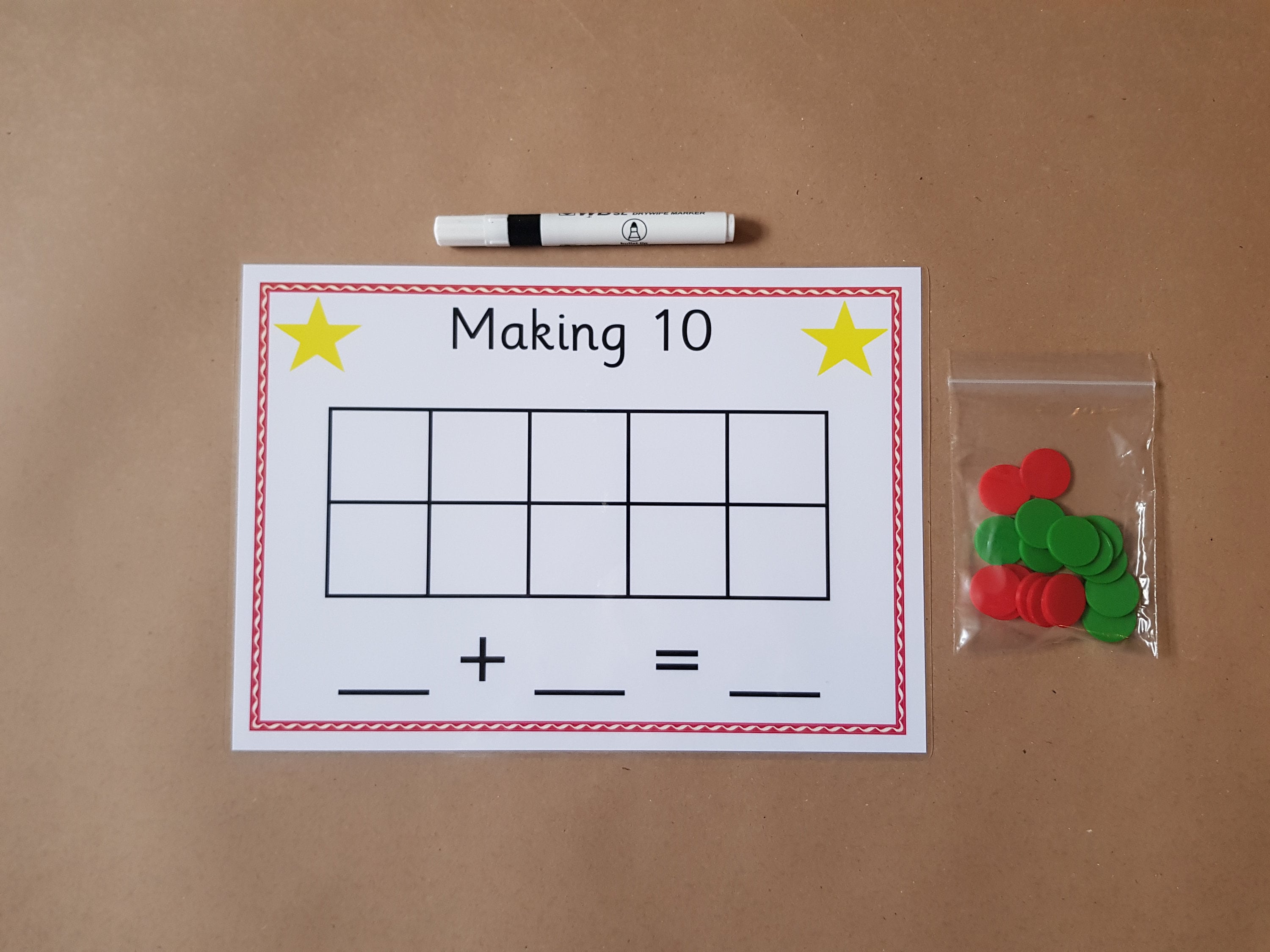 Making 10, Ten Frame, A4 Reusable Mat and Counters, EYFS, KS1, Pre ...