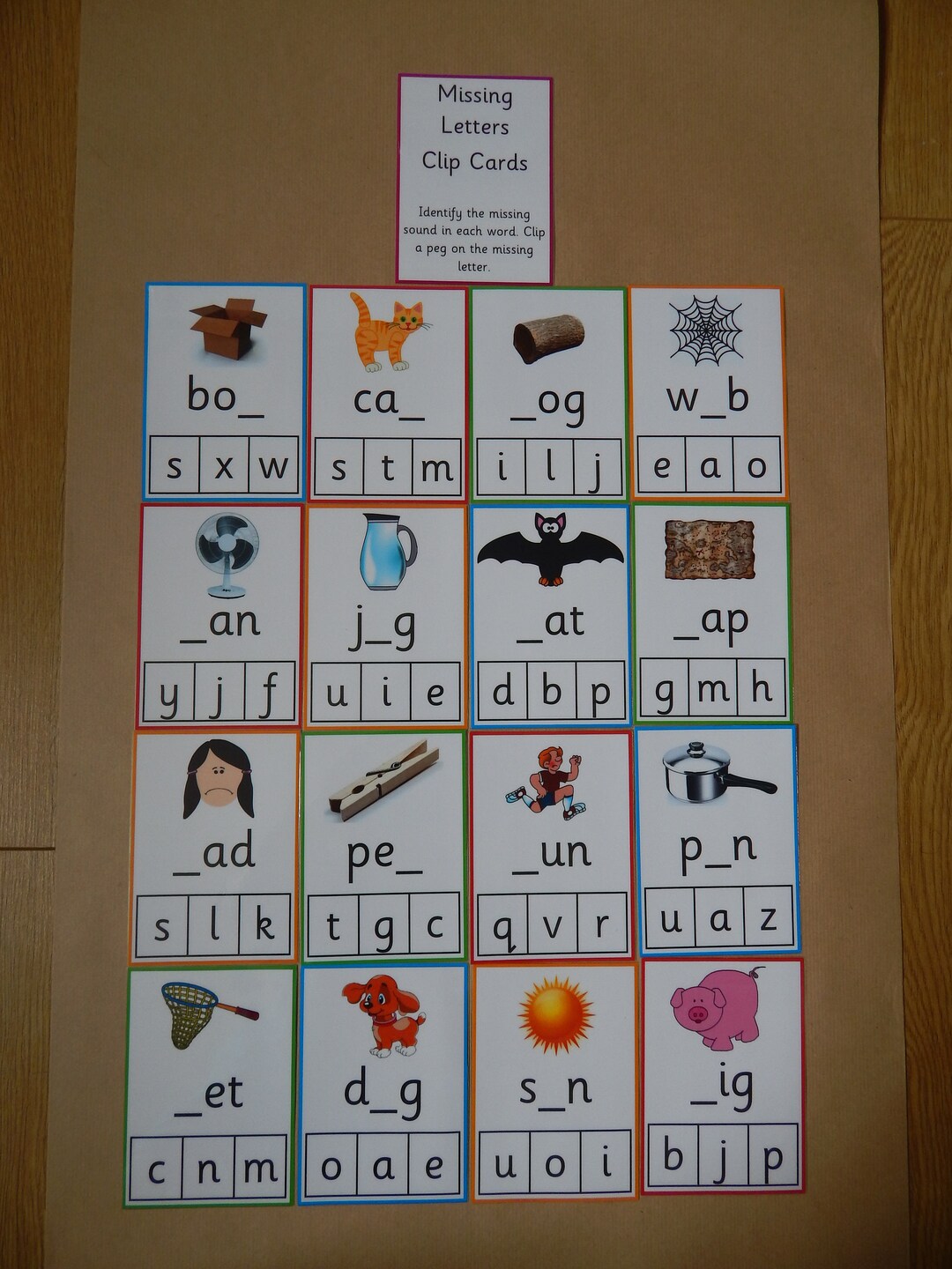 CVC Words Clip Cards, Missing Letters. Phonics, Literacy, Peg Cards ...