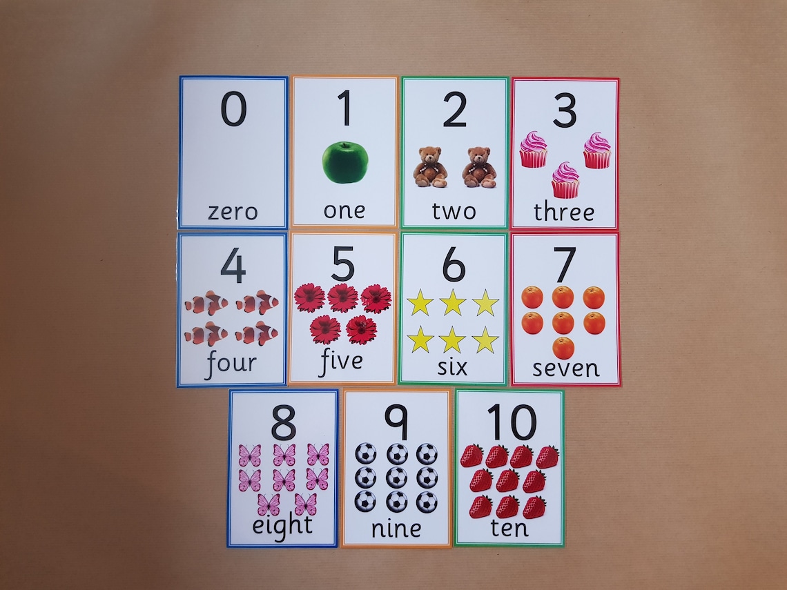 Number Flash Cards 0-10 toddlers first learning EYFS pre | Etsy