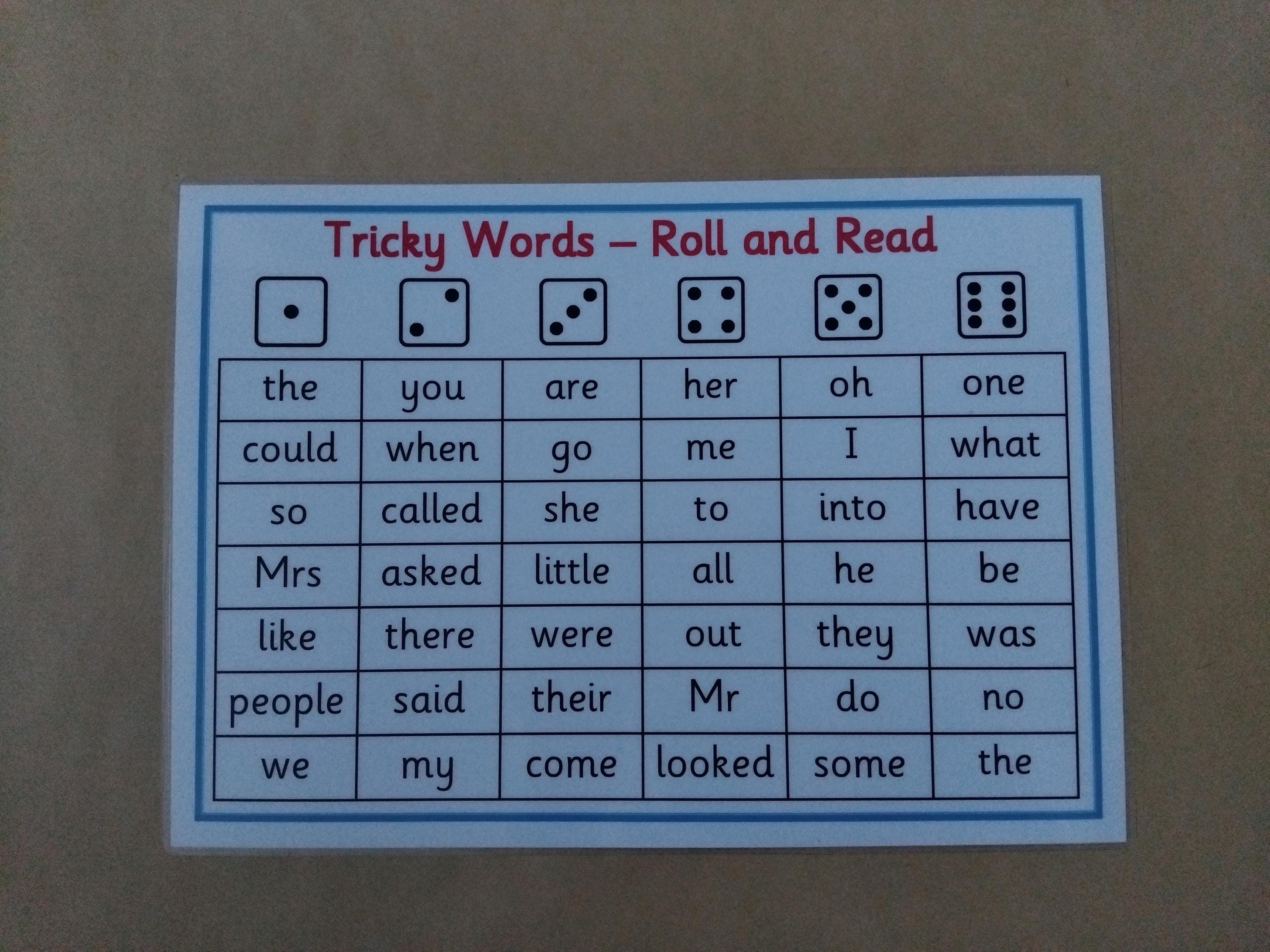 Tricky Words - Phases 2-5 Roll and Read Game - Phonics, Letters and ...