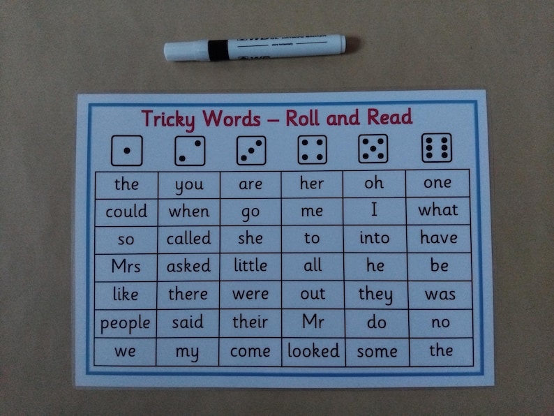 Tricky Words - Phases 2-5 Roll and Read Game - Phonics, Letters and ...