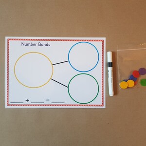 Number Bonds to 10/20, A4 Reusable Mat and Counters, EYFS, KS1, Pre ...