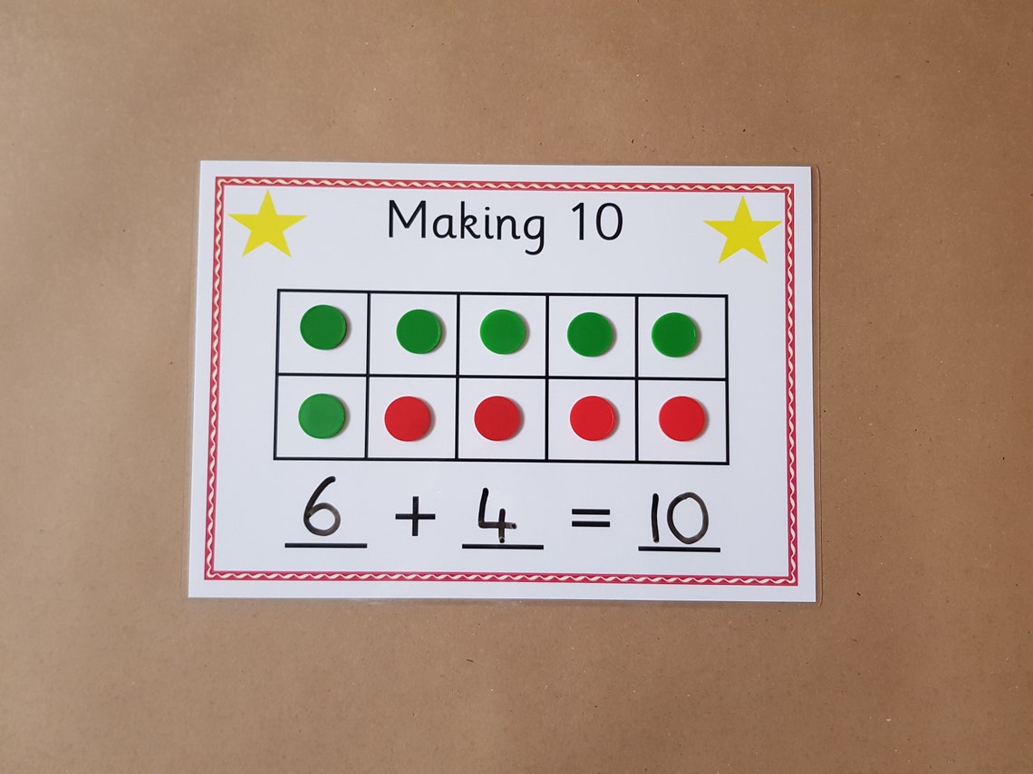 Making 10, Ten Frame, A4 Reusable Mat and Counters, EYFS, KS1, Pre ...