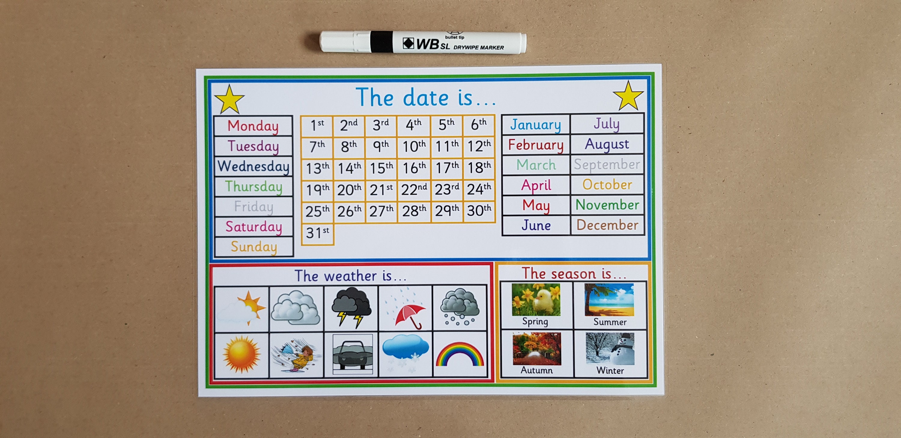 Calendario infantil calendario interactivo para niños días | Etsy México