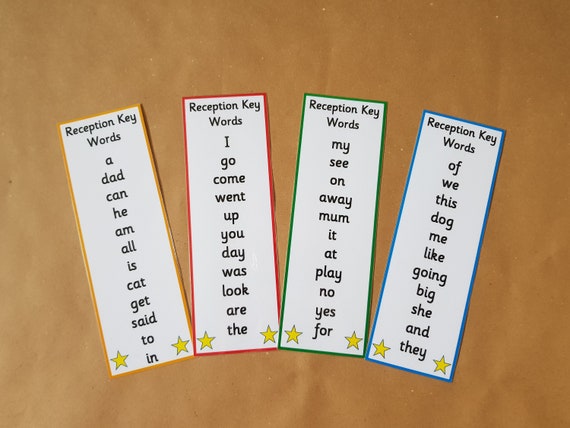 Reception Key Words Bookmarks EYFS Starting School First - Etsy UK