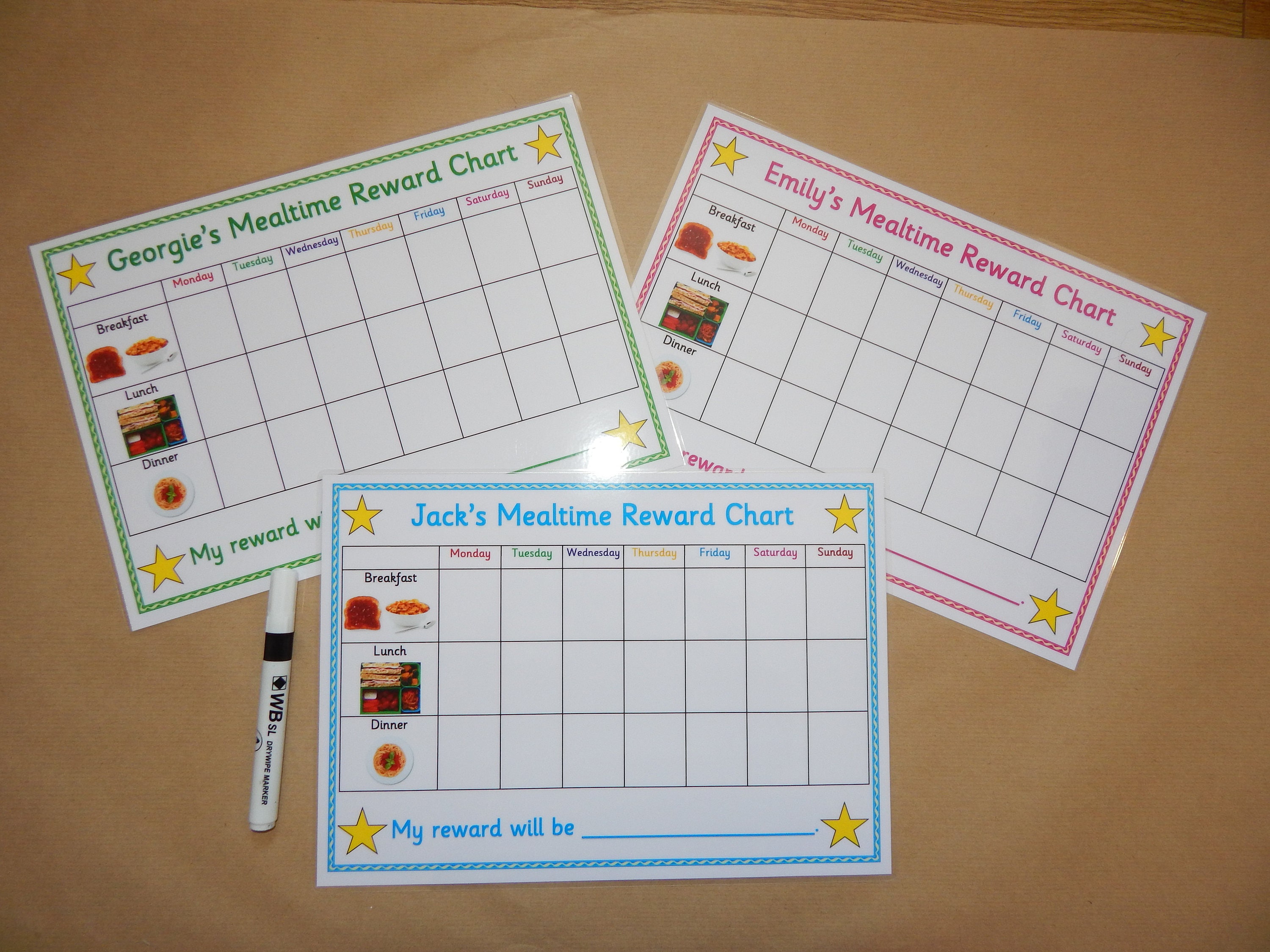 Mealtime Reward Chart - Children's Personalised Reward Chart - A4 ...
