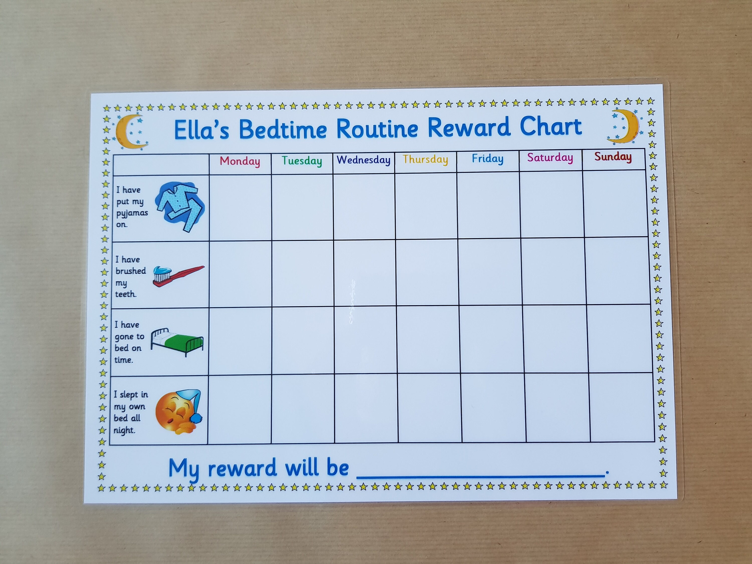 Morning and Bedtime Routine Reward Charts Reusable Reward | Etsy