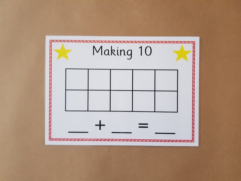 Making 10, Ten Frame, A4 Reusable Mat and Counters, EYFS, KS1, Pre ...
