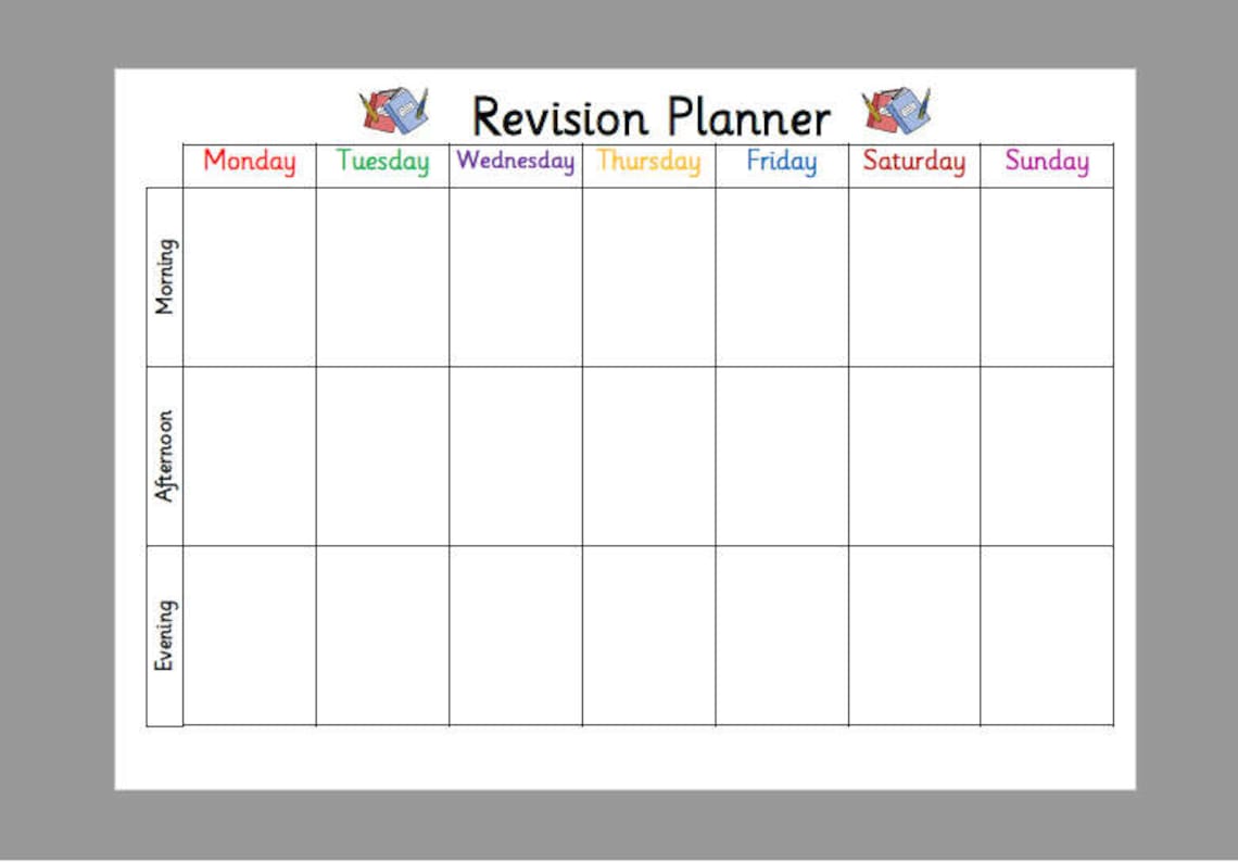 Exam Revision Planner/timetable - A4 Laminated Planner - Wipe Clean ...